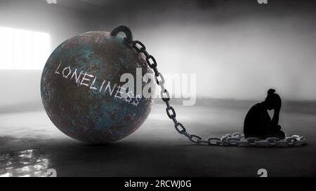 Loneliness and intimate, silent and suffering human soul. Separated ...