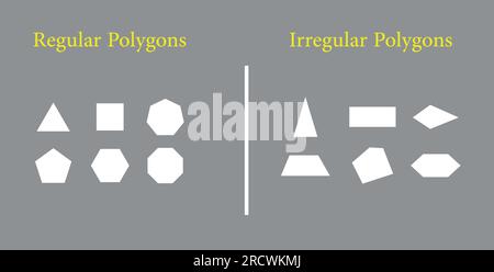 Irregular polygons in mathematics. Vector illustration isolated on ...