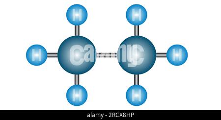 Chemical formula and molecule model of Ethane C2H6 . Vector ...