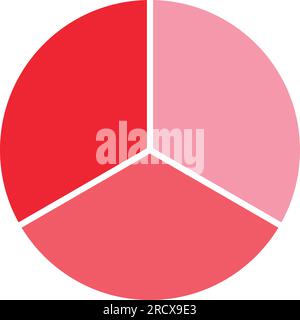 Circle divided into three equal segments. 3 parts. Section segmented ...