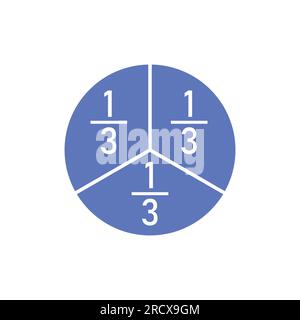 Circle divided into three equal segments. 3 parts. Section segmented ...