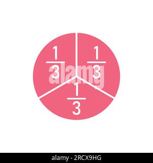 Fraction of the divided into slices 2 by 3. Fractions for Vector flat ...