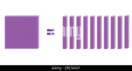 Place Value tens and ones. 10 blocks. and single blocks. Vector ...