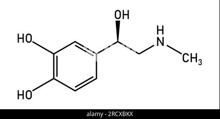 Chemical structure of Adrenaline or epinephrine (C9H13NO3). Chemical ...