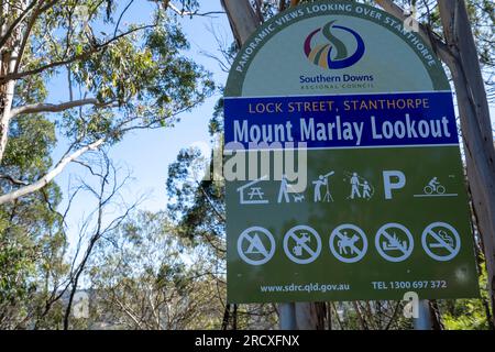 Sign for Mount Marlay Scenic Lookout, Mount Marley, Stanthorpe ...