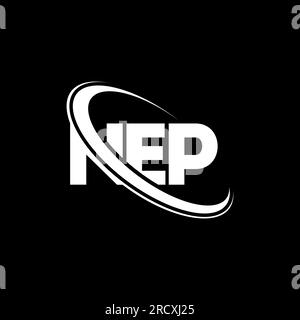 NEP circle letter logo design with circle and ellipse shape. NEP ...