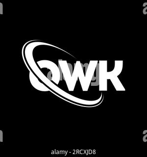 OWK circle letter logo design with circle and ellipse shape. OWK ...