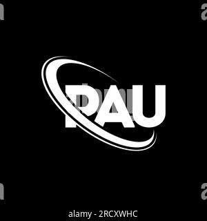 PAU circle letter logo design with circle and ellipse shape. PAU ...