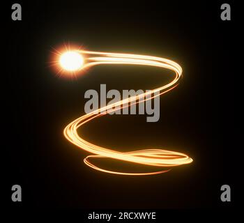 A flowing travelling trail of glowing wispy lights on an isolated ...