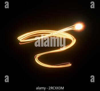 A flowing travelling trail of glowing wispy lights on an isolated ...