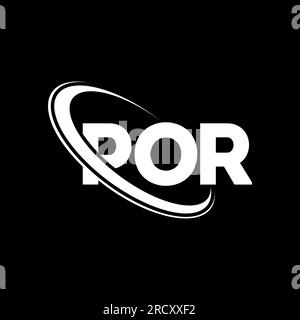 POR circle letter logo design with circle and ellipse shape. POR ...