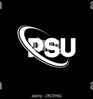 PSU circle letter logo design with circle and ellipse shape. PSU ...
