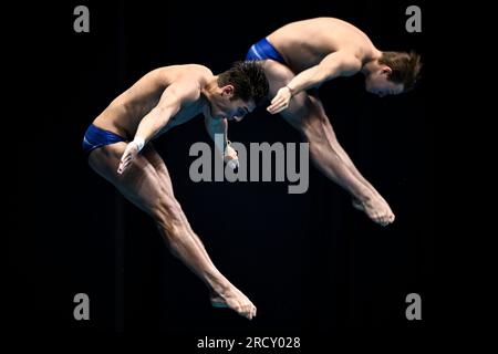 Anton Knoll and Dariush Lotfi of Austria compete in the men's 10m ...