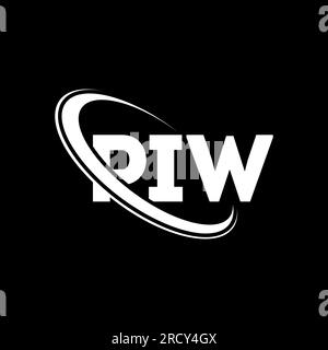 PIW circle letter logo design with circle and ellipse shape. PIW ...