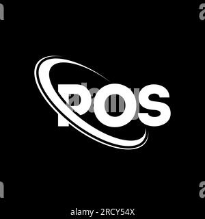 POS circle letter logo design with circle and ellipse shape. POS ...