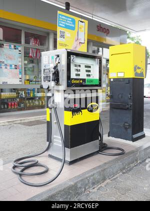 Cremona, Italy - July 3 20223 eni agip logo detail Self service modern ...