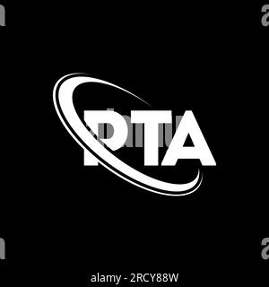 PTA circle letter logo design with circle and ellipse shape. PTA ellipse letters with ...