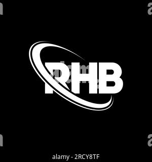 RHB circle letter logo design with circle and ellipse shape. RHB ellipse letters with ...