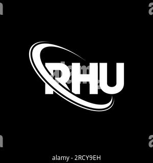 RHU circle letter logo design with circle and ellipse shape. RHU ...