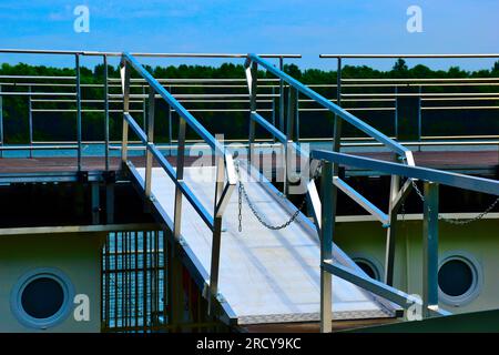 Steel pipe bridge railing Stock Photo - Alamy