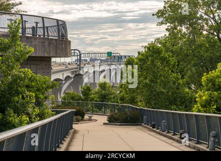 View from bridge trail of Woodrow Wilson bridge carrying I495 Capital ...