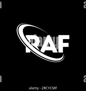 RAF circle letter logo design with circle and ellipse shape. RAF ...