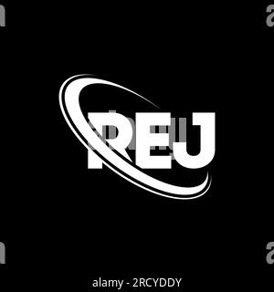 REJ circle letter logo design with circle and ellipse shape. REJ ...