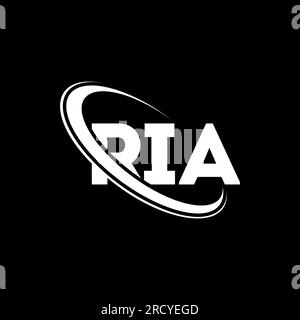 RIA circle letter logo design with circle and ellipse shape. RIA ...