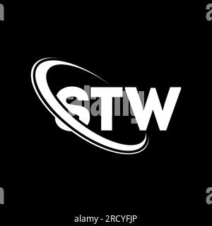 STW circle letter logo design with circle and ellipse shape. STW ...