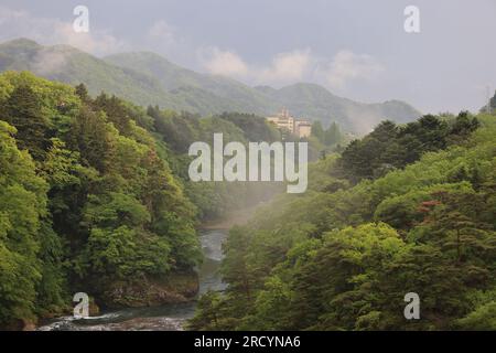 beautiful landscape of Kinugawa river and Kinugawa town Stock Photo - Alamy