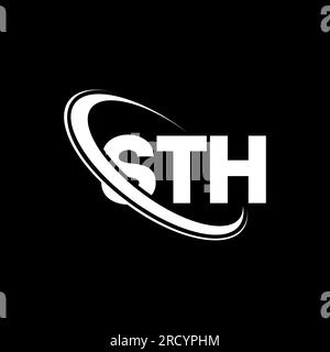 STH circle letter logo design with circle and ellipse shape. STH ...