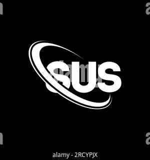 SUS circle letter logo design with circle and ellipse shape. SUS ...