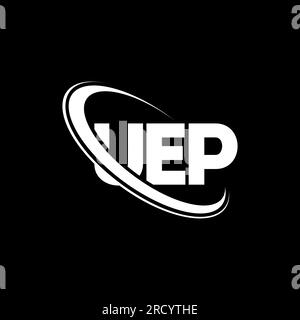 UEP circle letter logo design with circle and ellipse shape. UEP ...