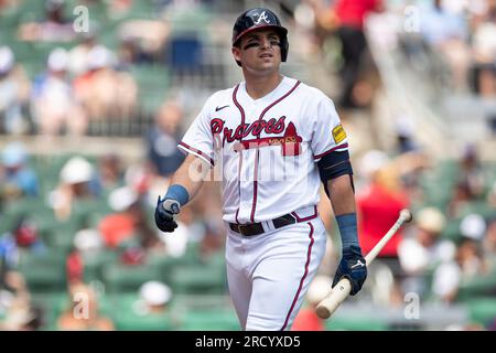 Atlanta Braves third baseman Austin Riley (27) in the eighth inning of ...