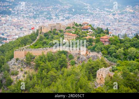 Aerial view of Alanya medieval castle in Alanya, Antalya region, Turkey ...