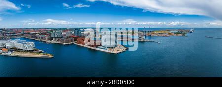 Aerial panorama of Indre Osterbro, Nordhavnen districts Stock Photo - Alamy