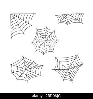 Spider web bundle on white background. Pictogram, icon set illustration ...