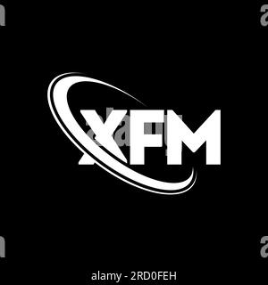 XFM circle letter logo design with circle and ellipse shape. XFM ...