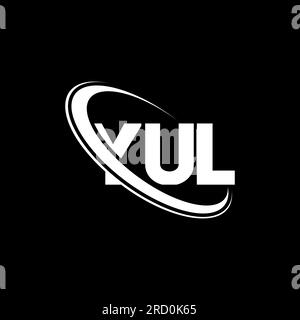 YUL circle letter logo design with circle and ellipse shape. YUL ...