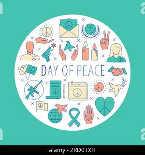 Pacifism poster with peace, love and disarmament symbols. Vector ...