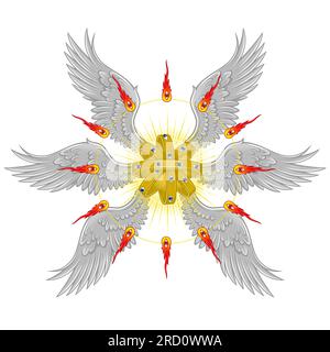 Vector design of throne type angel of Christian theology. Biblical ...
