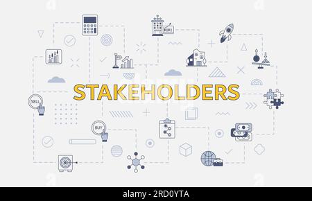 stakeholders concept with icon set template banner with modern blue ...
