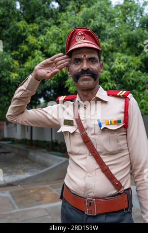 Uniformed security guard at Hotel Heritage Madurai, Madurai, Tamil Nadu ...