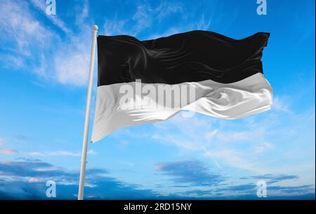 flag of Historic peoples Prussian Germans at cloudy sky background ...
