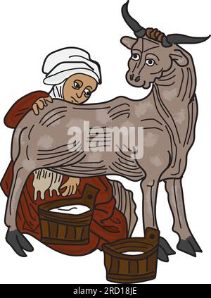 Medieval style woodcut illuminated vector religious illustration icon ...