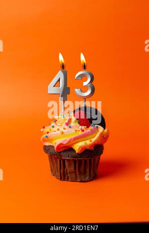birthday cake with candles number 43 isolated on white background Stock ...