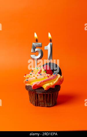 51 birthday cake with candles Stock Photo - Alamy