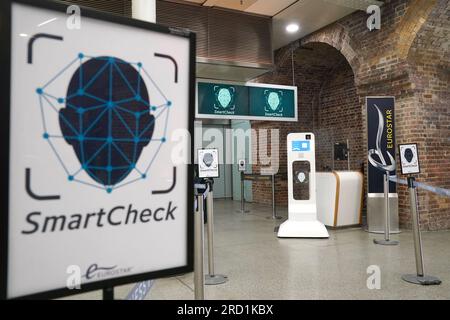 A general view of the new SmartCheck facial biometric check-in system at the Eurostar terminal ...