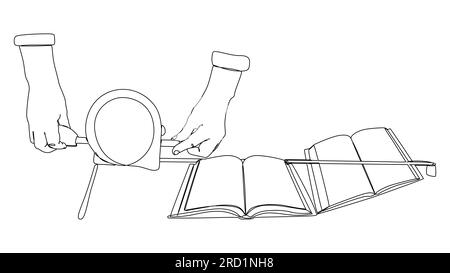 One continuous line of Book with Ruler tape. Thin Line Illustration ...