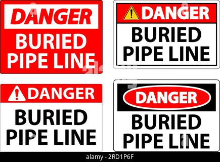 Danger Sign Buried Pipe Line With Down Arrow and Electric Shock Symbol ...